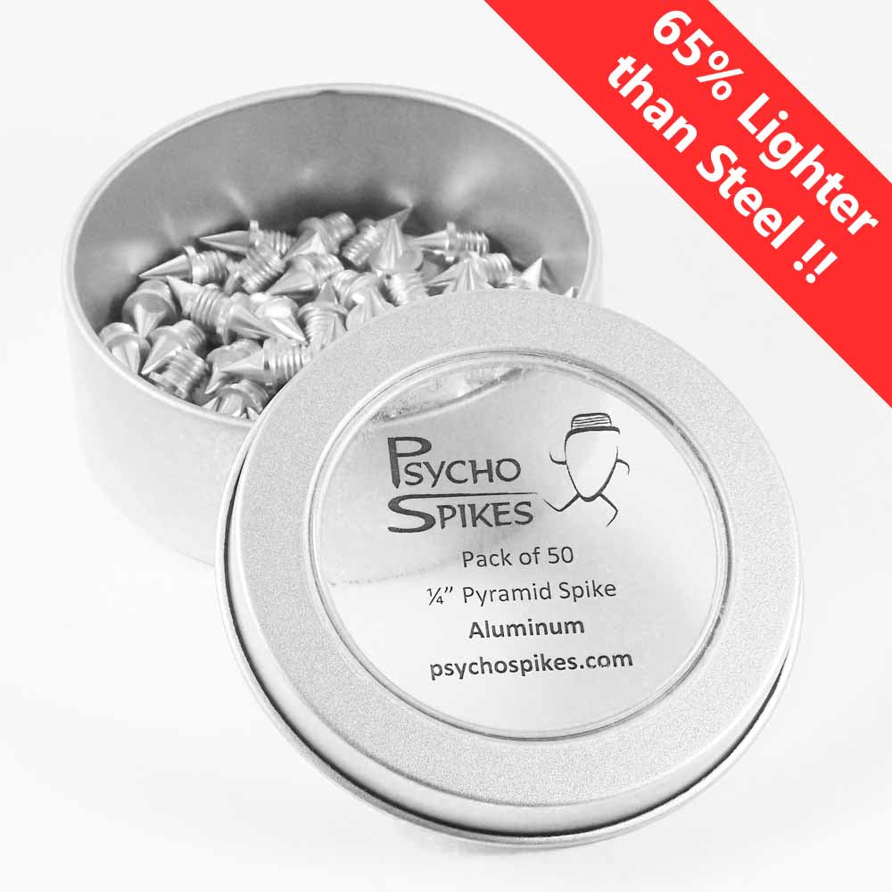 Aluminum 1/4" Pyramid Aluminum Track Spikes – Psycho Spikes